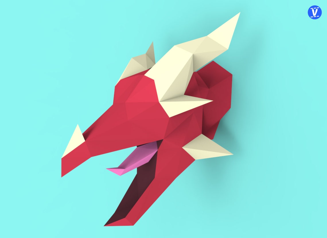 Lucky Dragon Head Papercraft PDF Pack 3D Paper Sculpture - Etsy