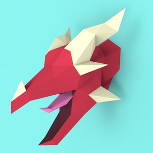 Lucky Dragon Head Papercraft PDF Pack - 3D Paper Sculpture Template ...