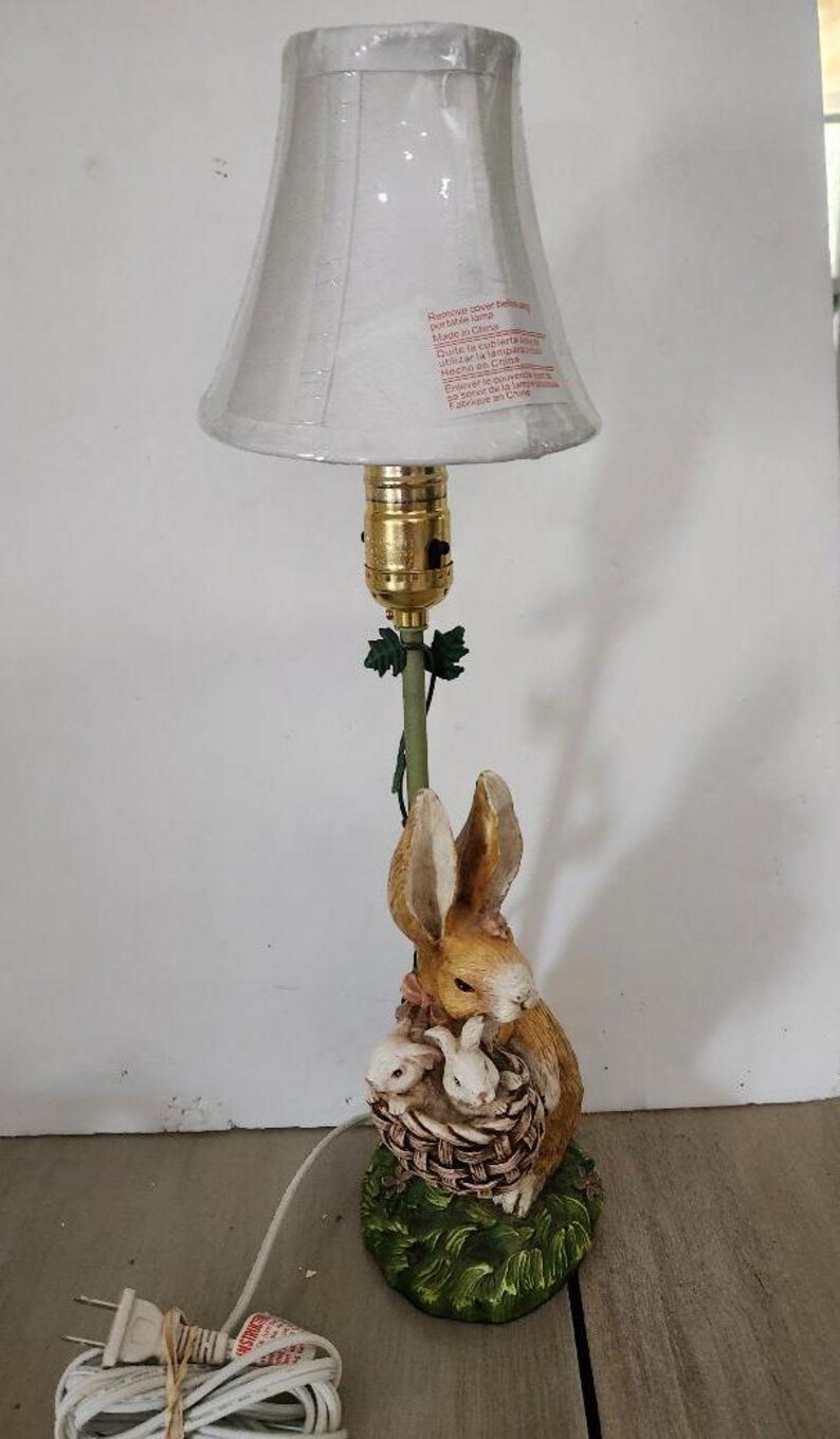 Peter Rabbit Lamp With Shade, Basket With Bunnies in It, Grass ...