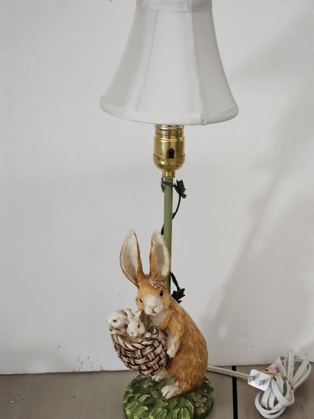Peter Rabbit Lamp With Shade, Basket With Bunnies in It, Grass ...