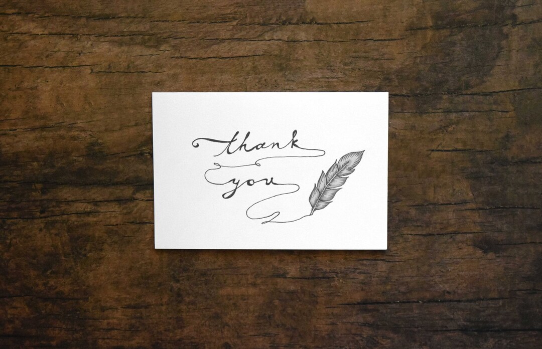 Feather Quill Thank You Card Pen and Ink Thanks - Etsy