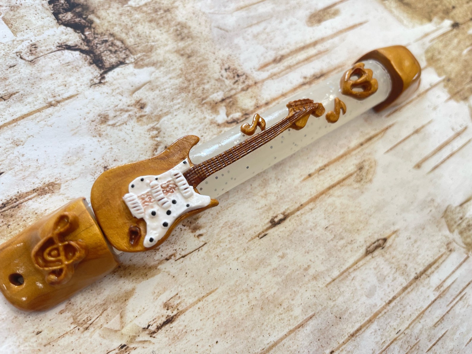 Electric Guitar Mezuzah and Music Musical Notes Glass Case Made Adults ...