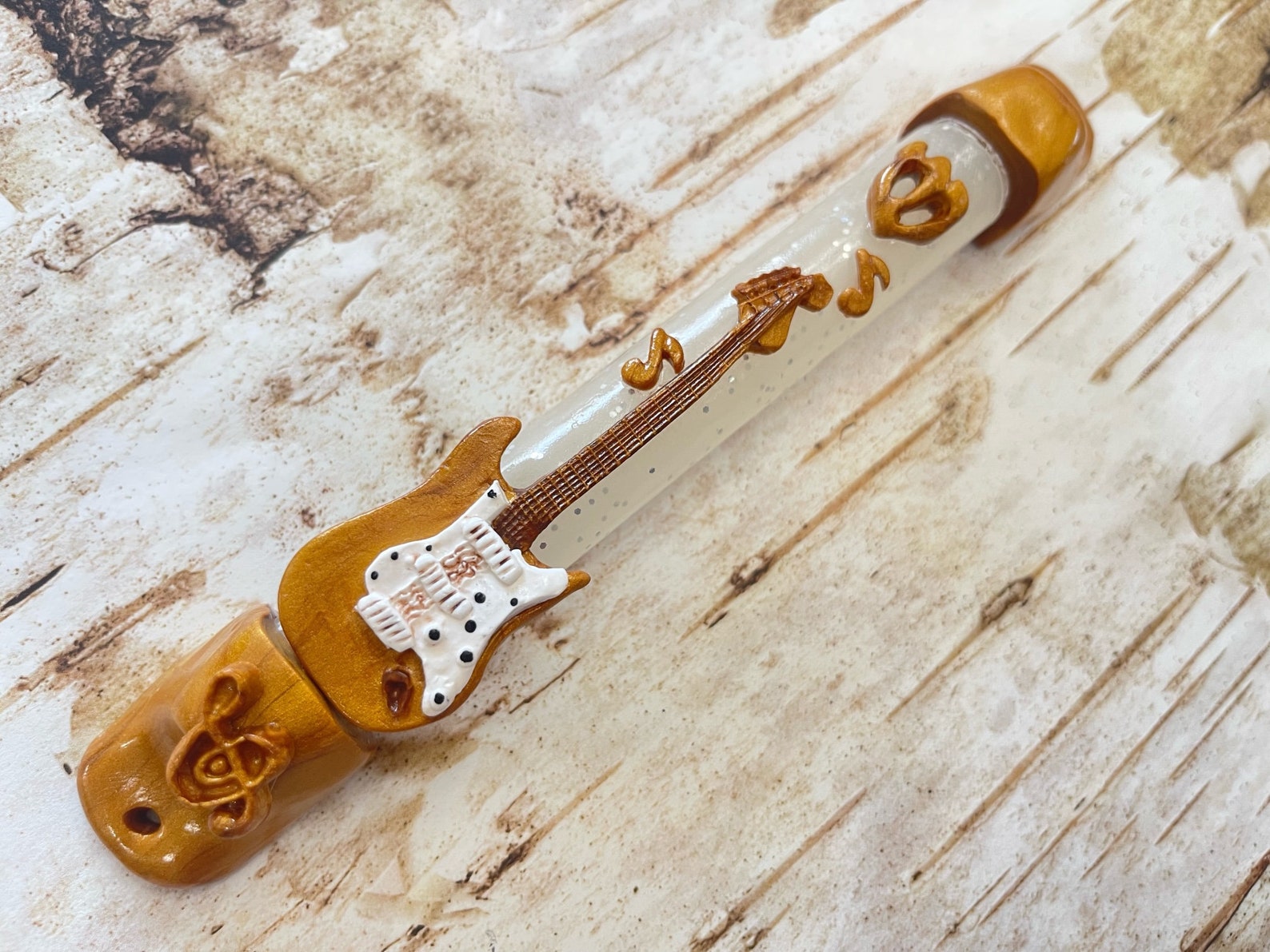 Electric Guitar Mezuzah and Music Musical Notes Glass Case Made Adults ...