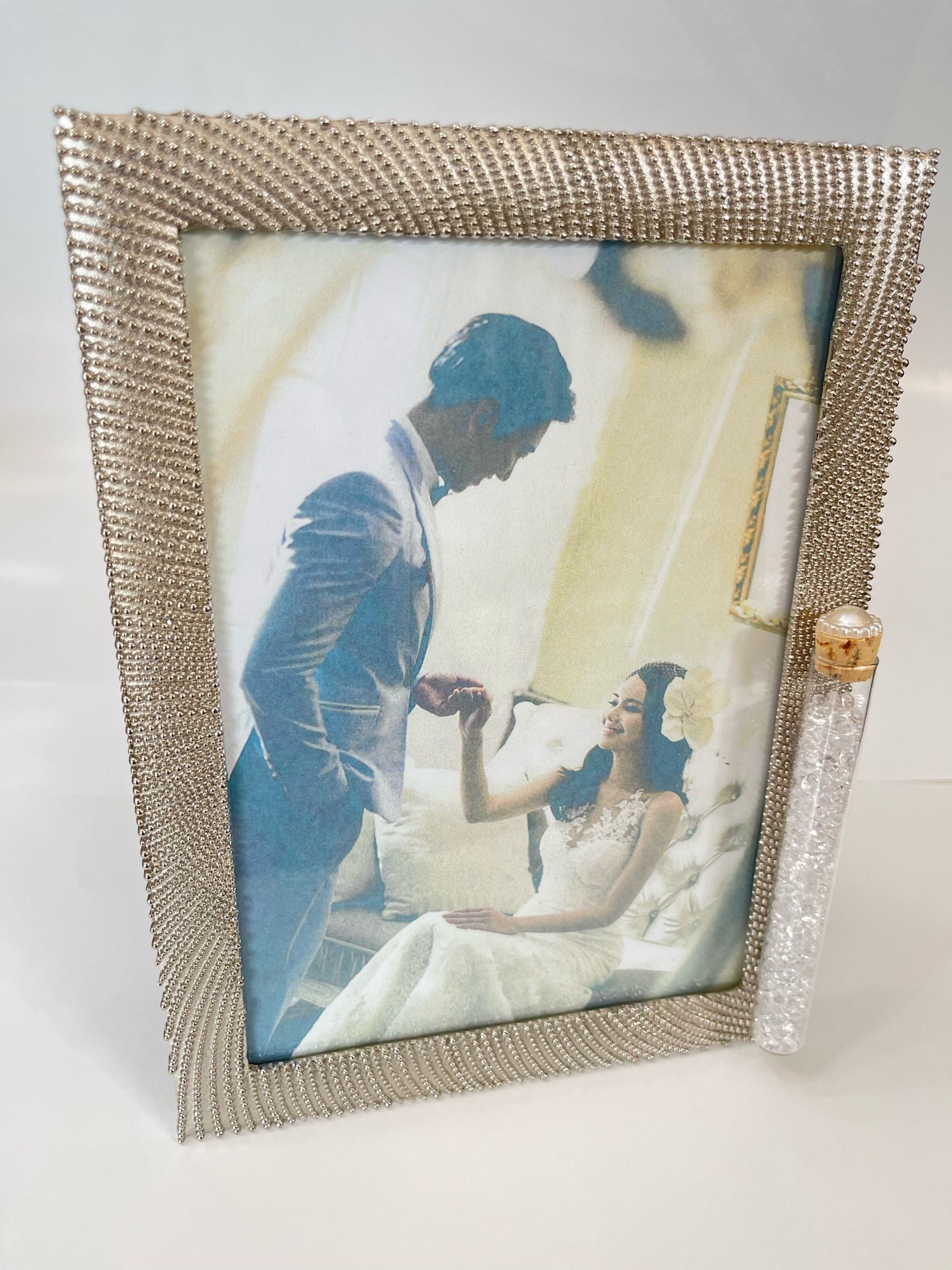 Jewish Wedding Silver Photo Picture Frame With a Container for Broken ...