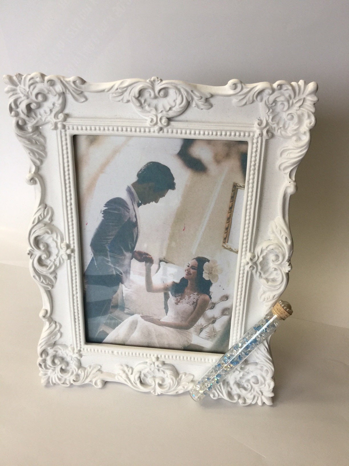 Jewish Wedding White Photo Picture Frame With a Container for Broken ...