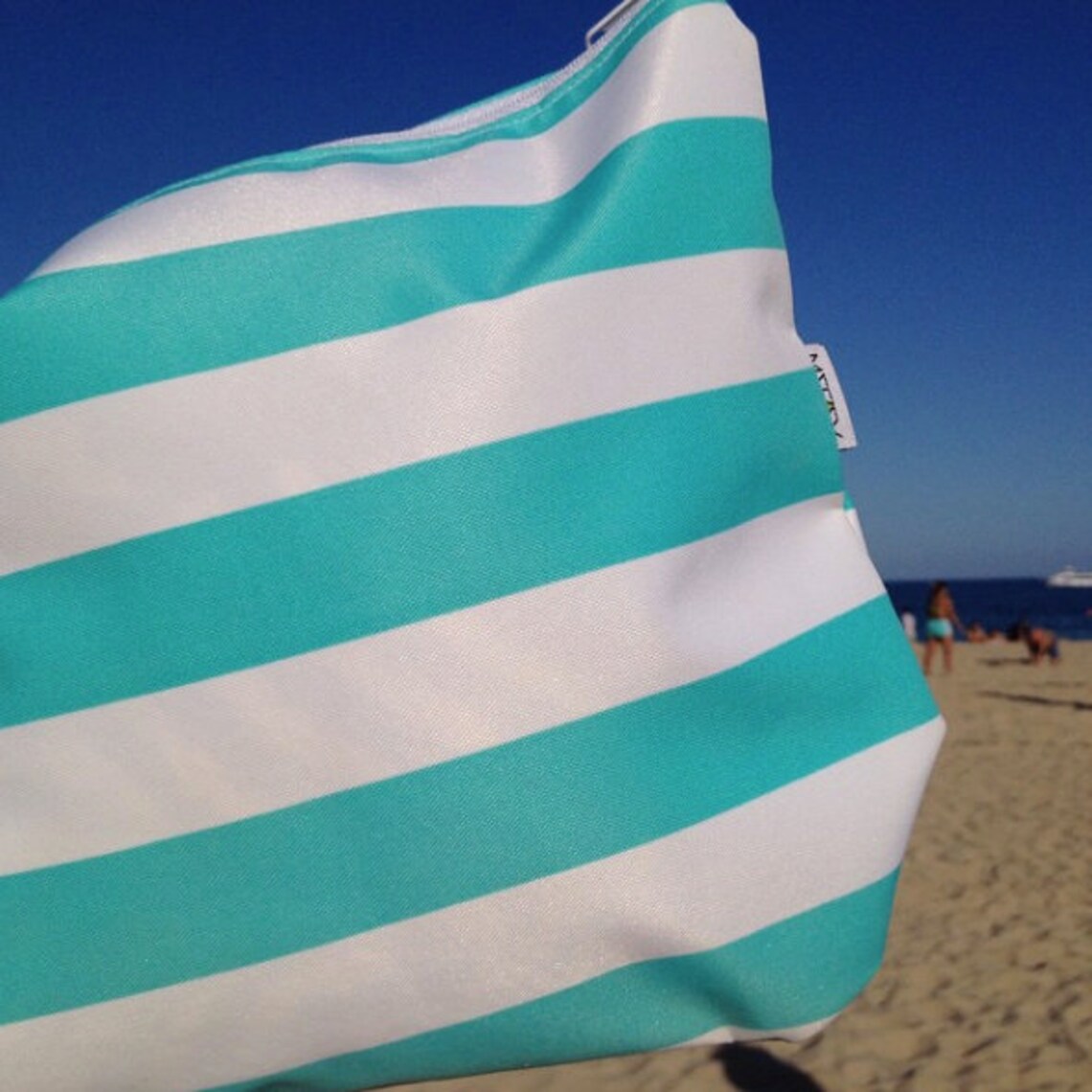 Waterproof Striped Case Turquoise Striped Case Zip Bag - Etsy