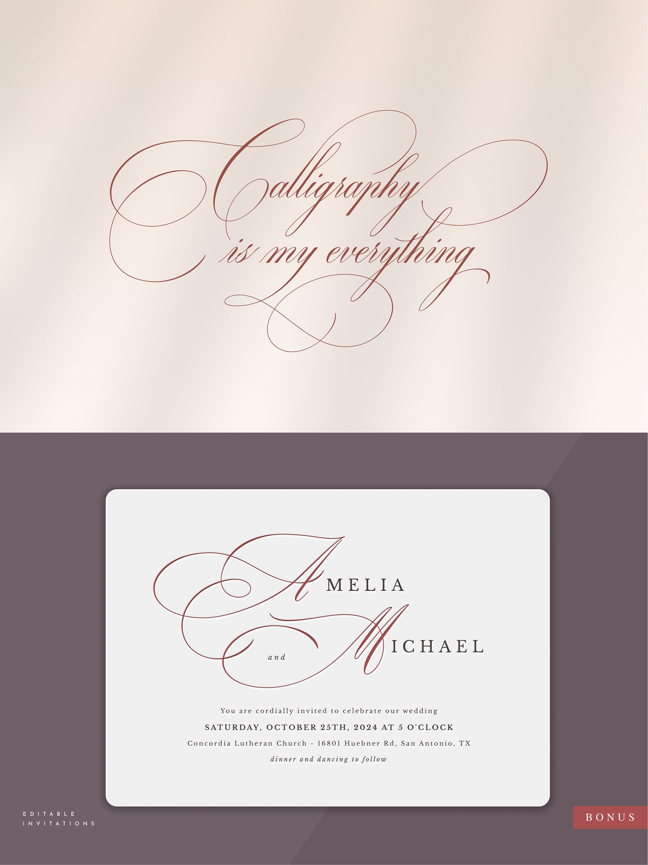 Ecatherina Font Wedding Font, Handwritten Font, Script Font, Cursive ...