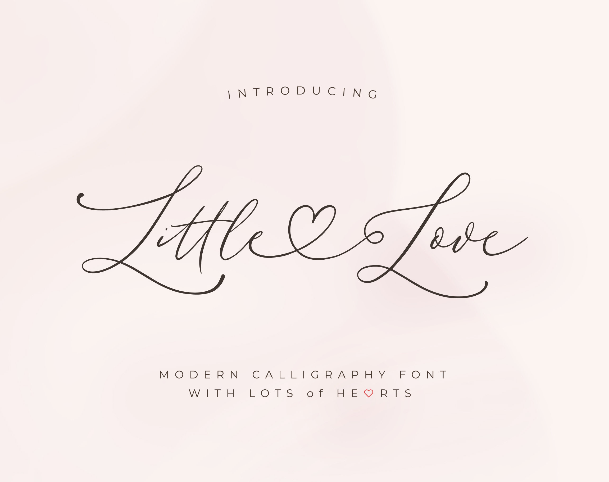 Modern Calligraphy Font With Lots of Heart Swashes. (Instant Download ...