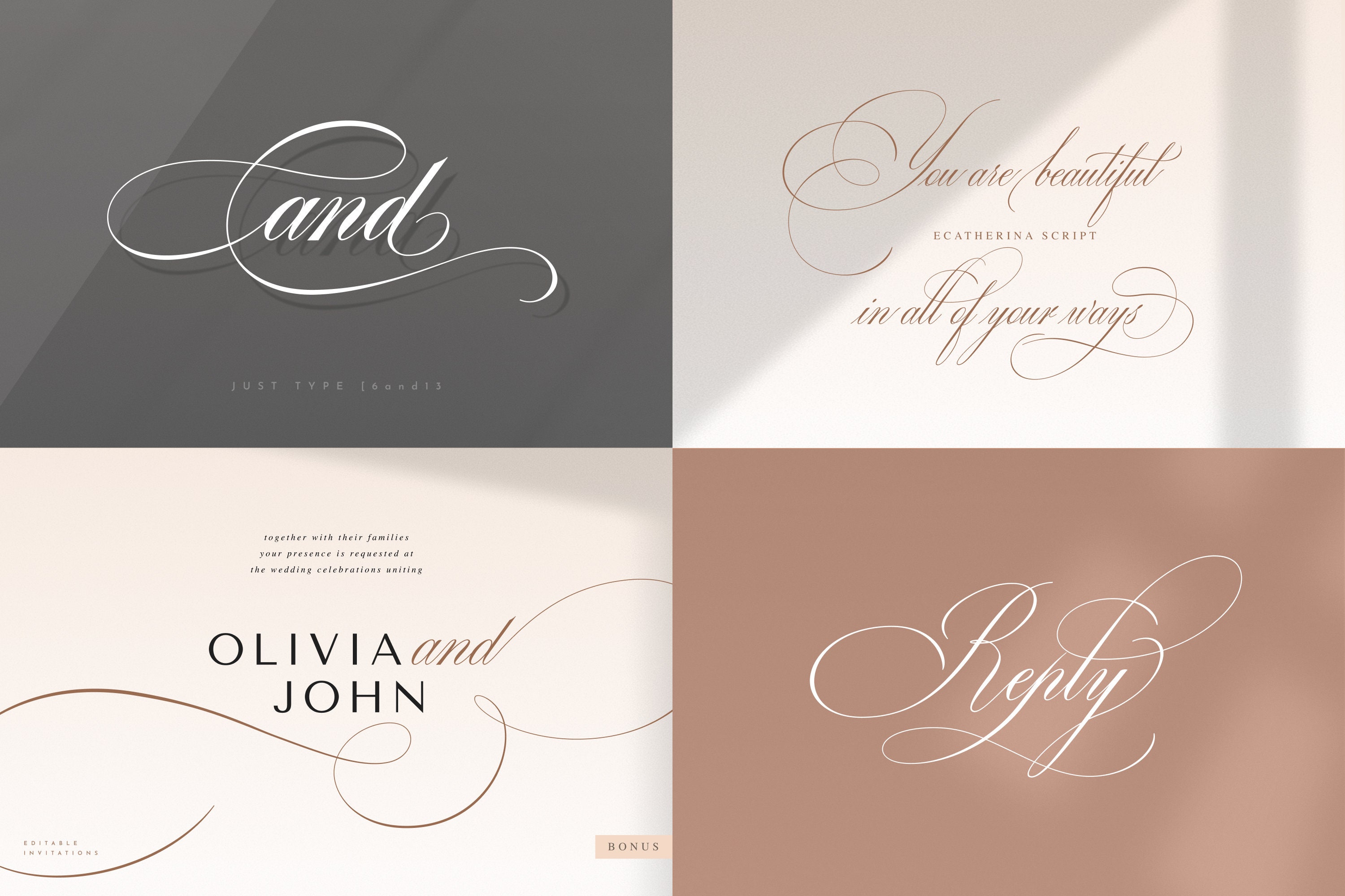 Ecatherina Font Wedding Font, Handwritten Font, Script Font, Cursive ...
