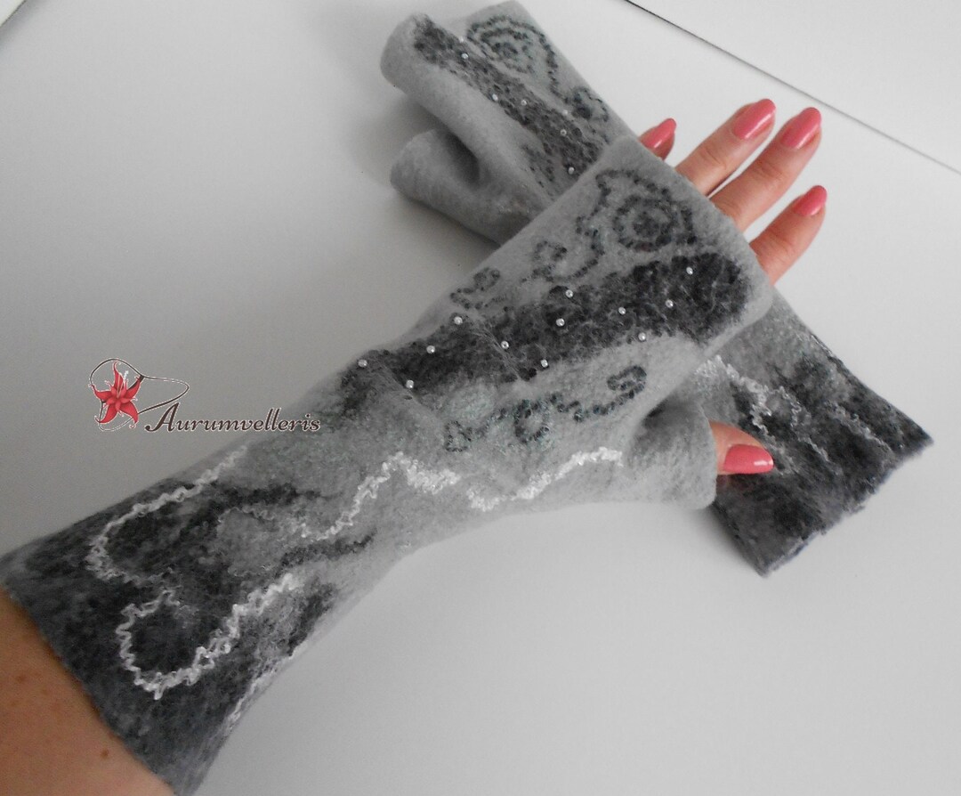 Felted Mittens READY TO SHIP Wrist Warmers Wool Gloves Arm - Etsy