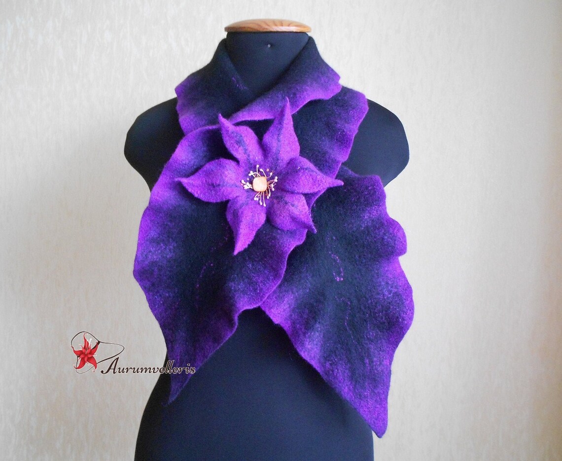 Felted Scarf READY TO SHIP Handmade Felted Boho Collar Felt | Etsy