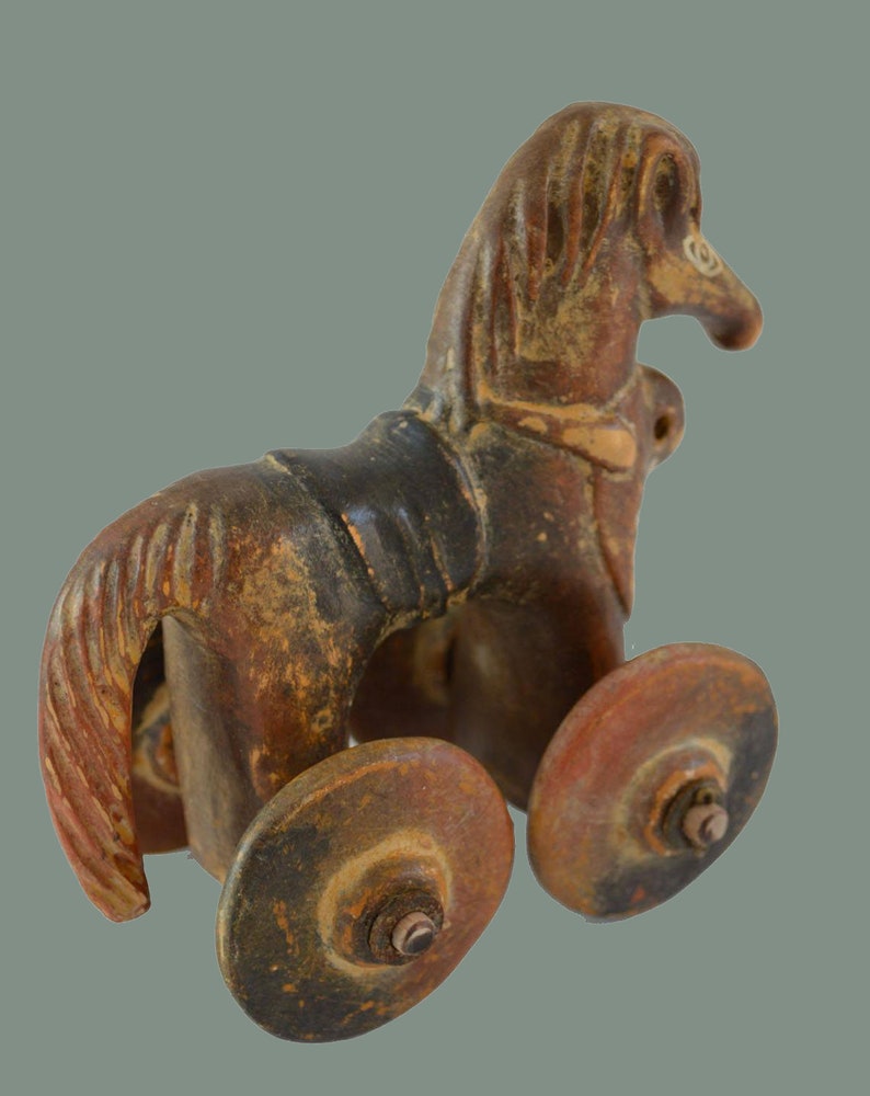 Horse on Wheels Ancient Greek Artifact High Quality Sculpture | Etsy