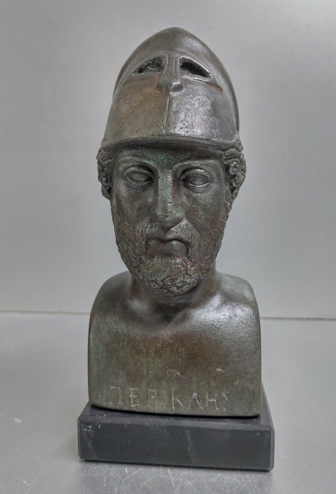 Pericles Sculpture Statue on Black Marble Base Green Aged Color Effect ...