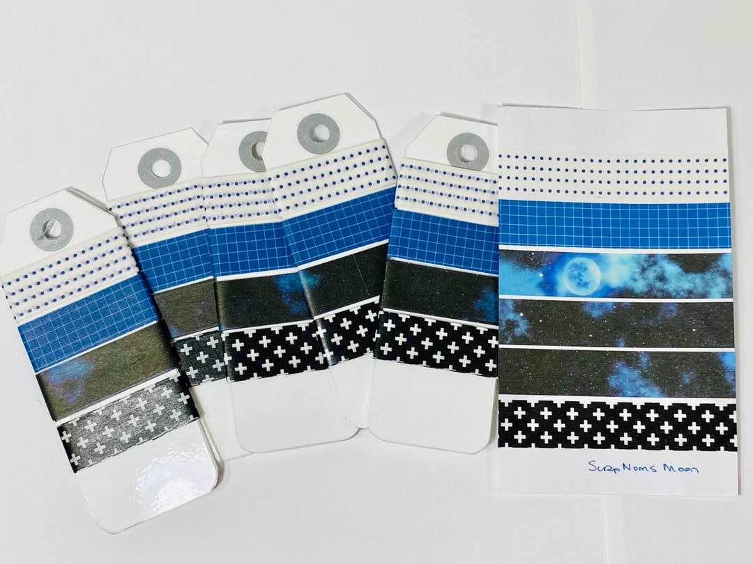 Lunar Moon Blue Grid Washi Tape Card Midnight Galaxy Black - Etsy