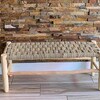Handmade Solid Wooden Bench, Vintage and Straw Bench, Handcrafted Chair ...