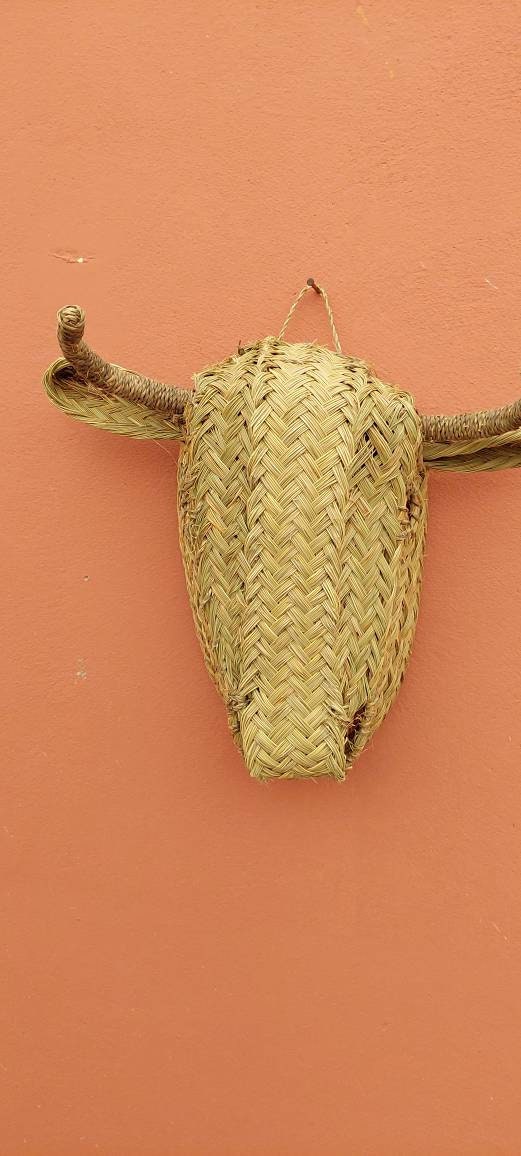 Handwoven Moroccan Rattan Bull Head Handmade Wall Hanging - Etsy