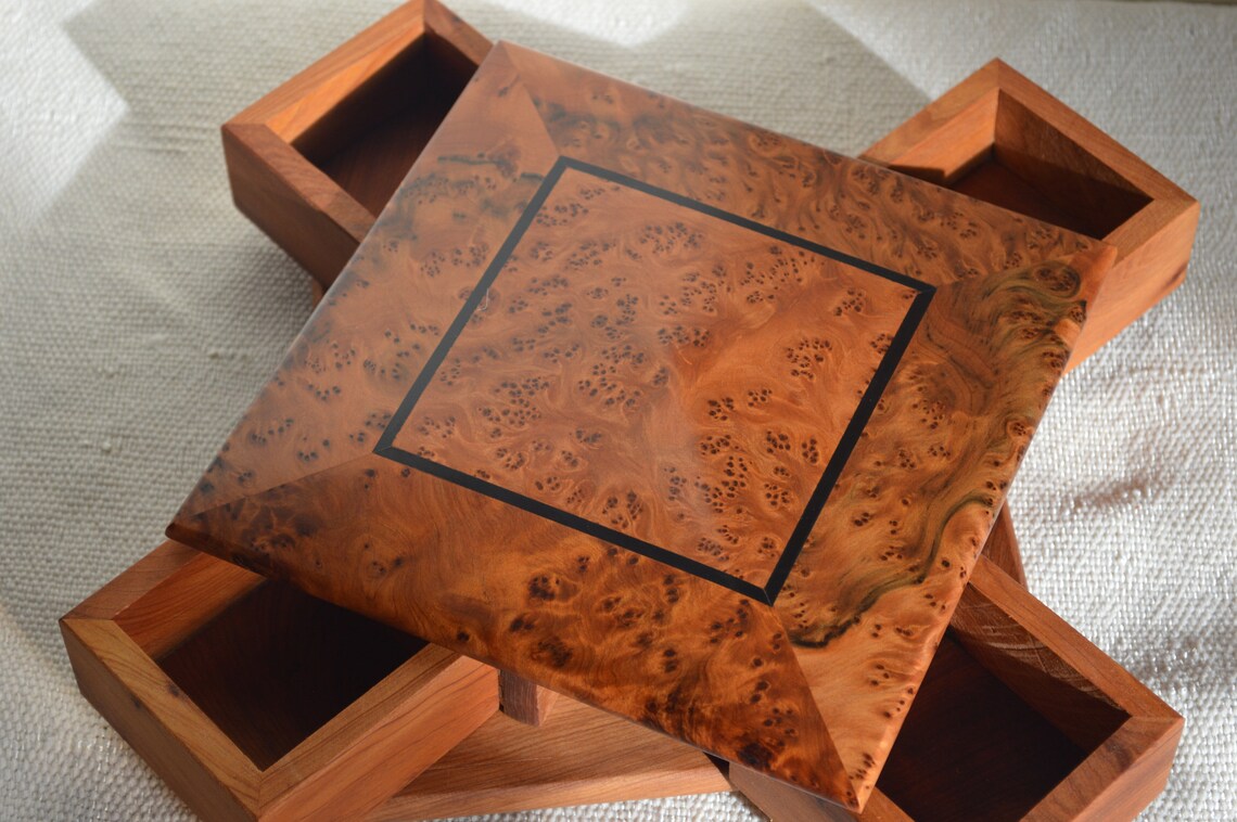 SET of Tow Unique Handmade Wooden Thuya Jewelry Box Secret - Etsy