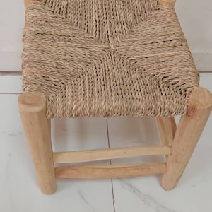 Handmade Vintage Wood and Straw Stool, Handcrafted Chair, Braid Straw ...