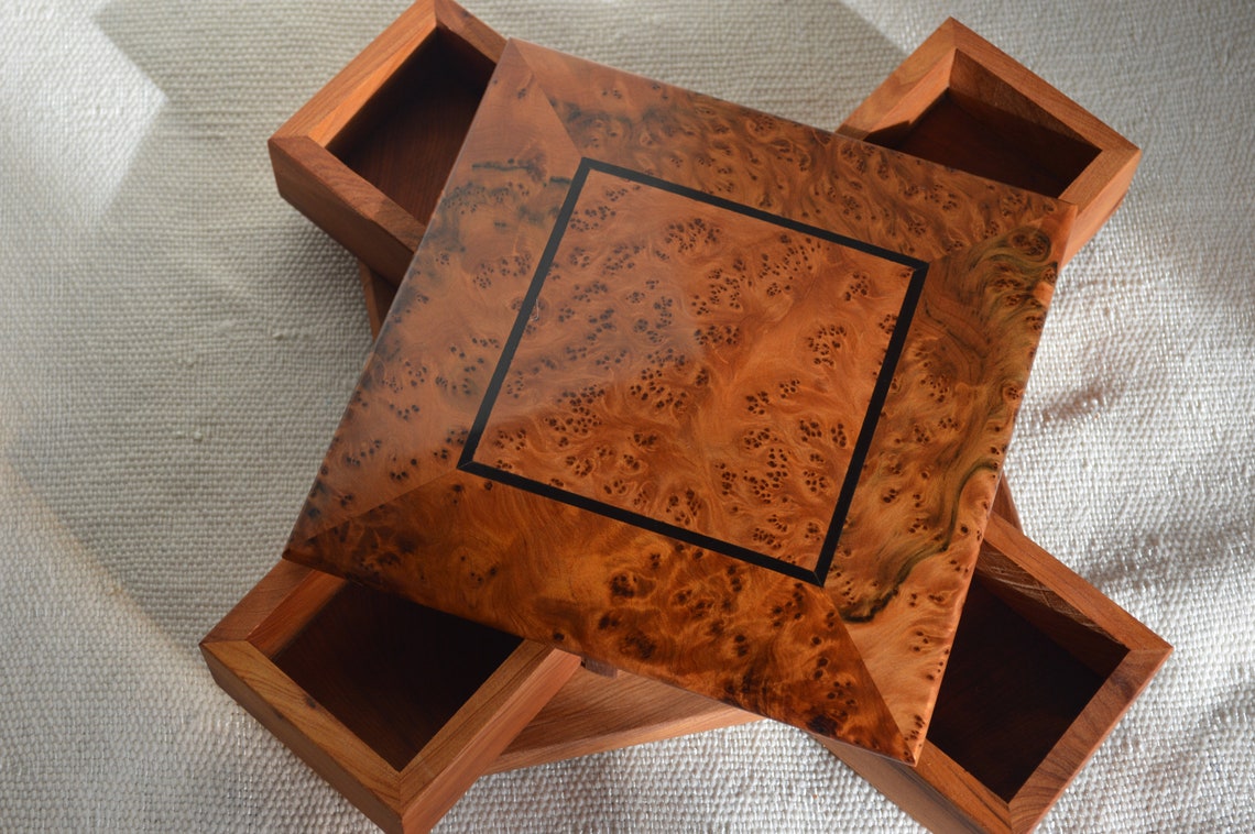 SET of Tow Unique Handmade Wooden Thuya Jewelry Box Secret - Etsy