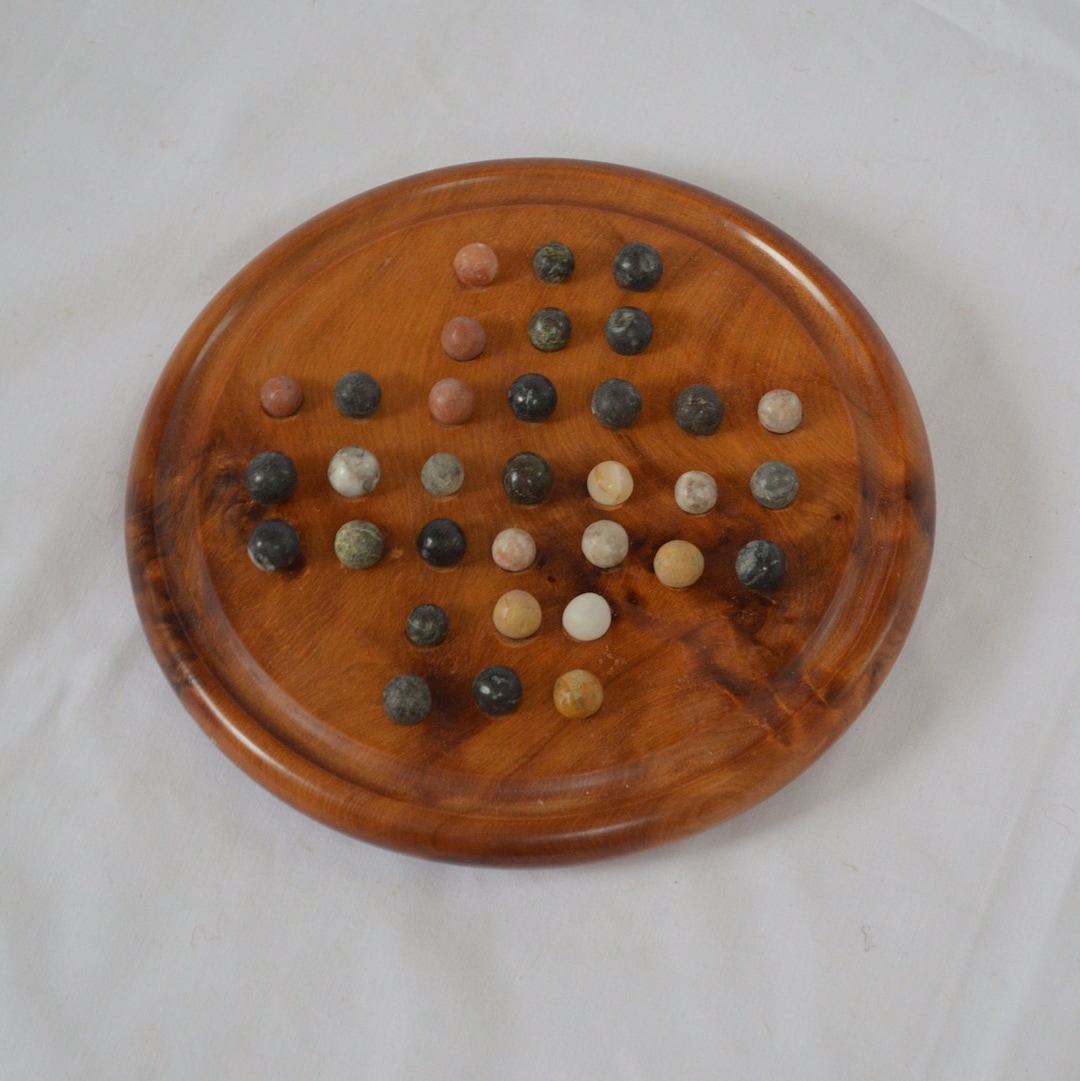 THUYA WOOD Solitaire Game Board, Moroccan Handmade Wooden Solitaire ...