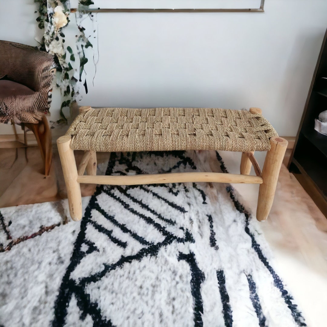 Traditional Bench, Handmade Solid Wooden Bench, Vintage and Straw ...