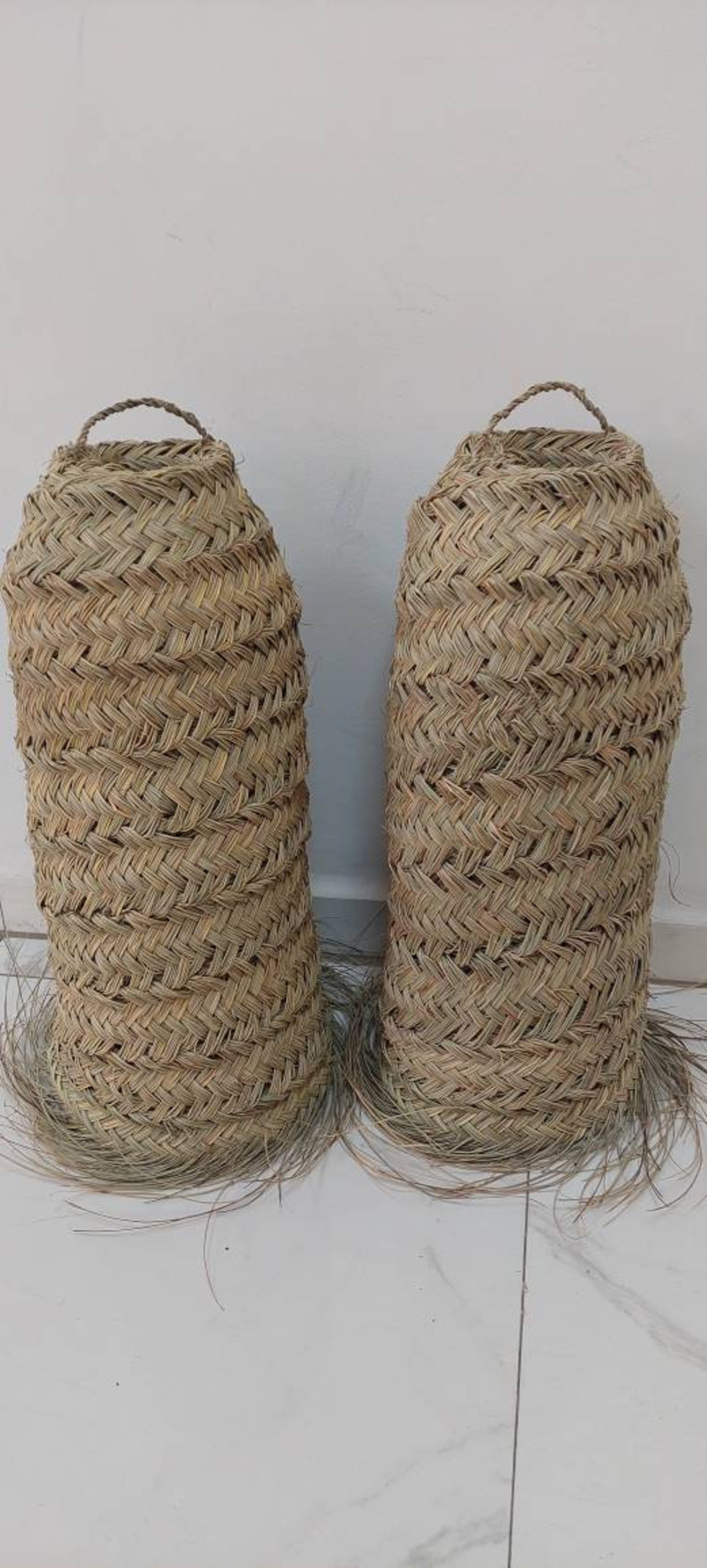 Set of Two natural Handwoven Rattan handmade Moroccan | Etsy