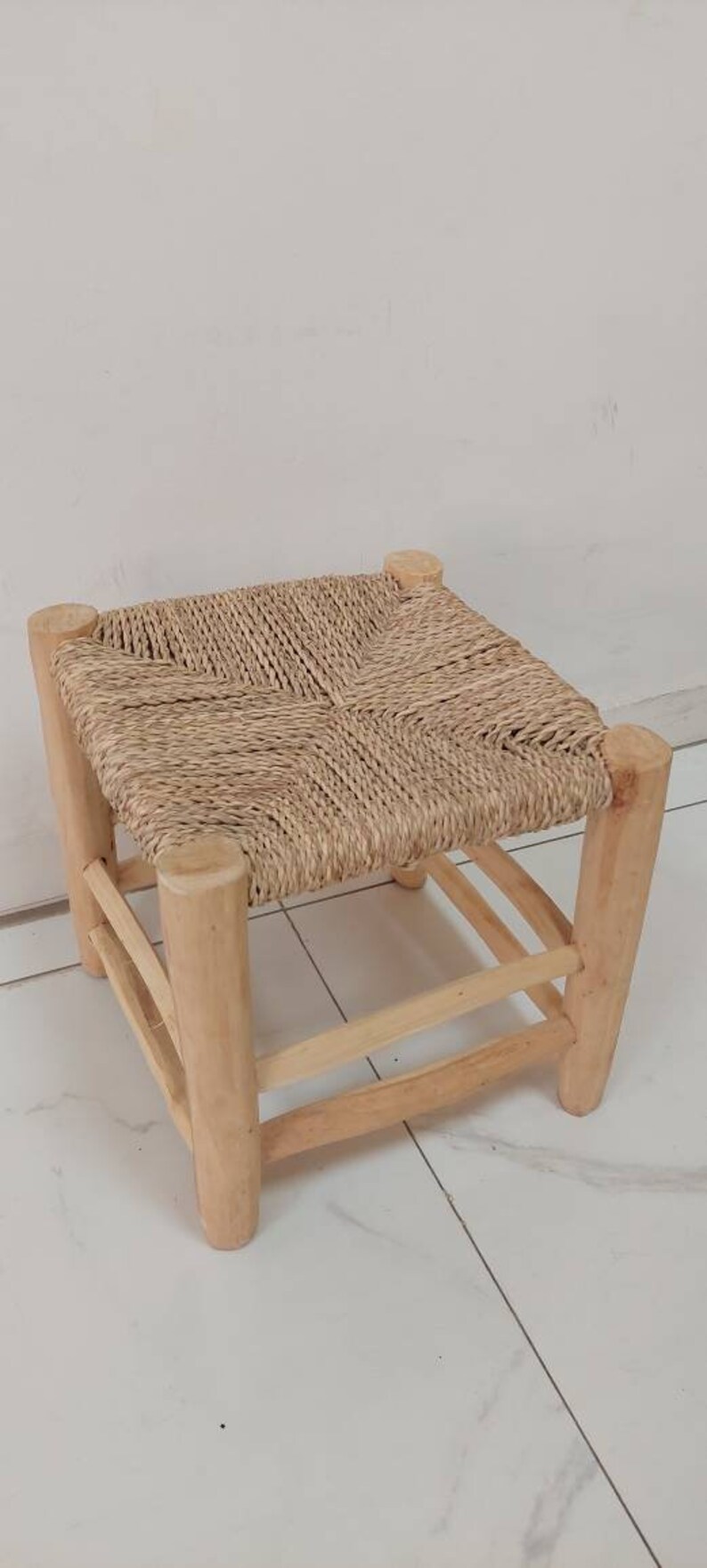 Handmade Vintage Wood and Straw Stool Handcrafted Chair - Etsy