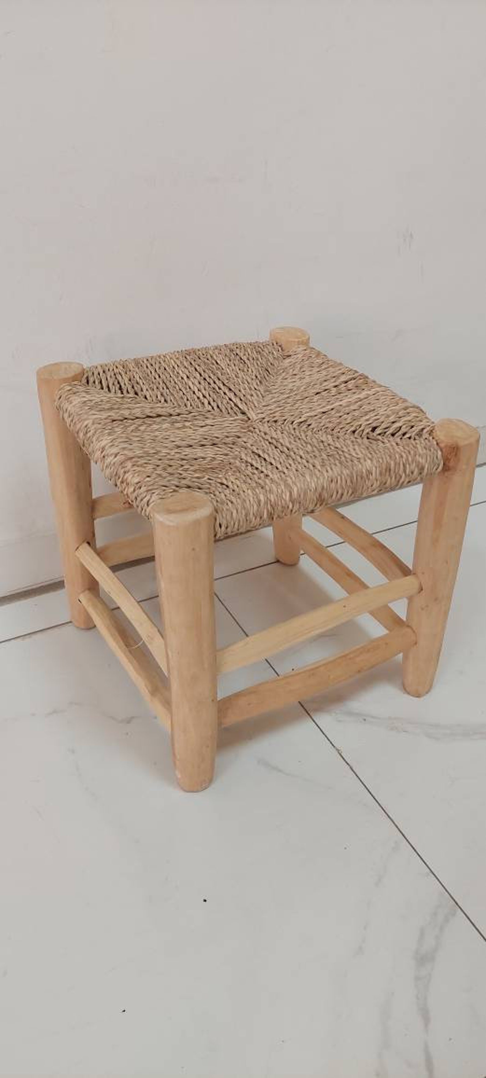 Handmade Vintage Wood and Straw Stool Handcrafted Chair - Etsy UK