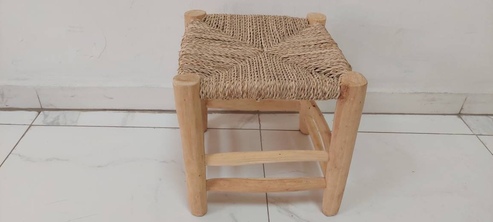 Handmade Vintage Wood and Straw Stool Handcrafted Chair - Etsy UK
