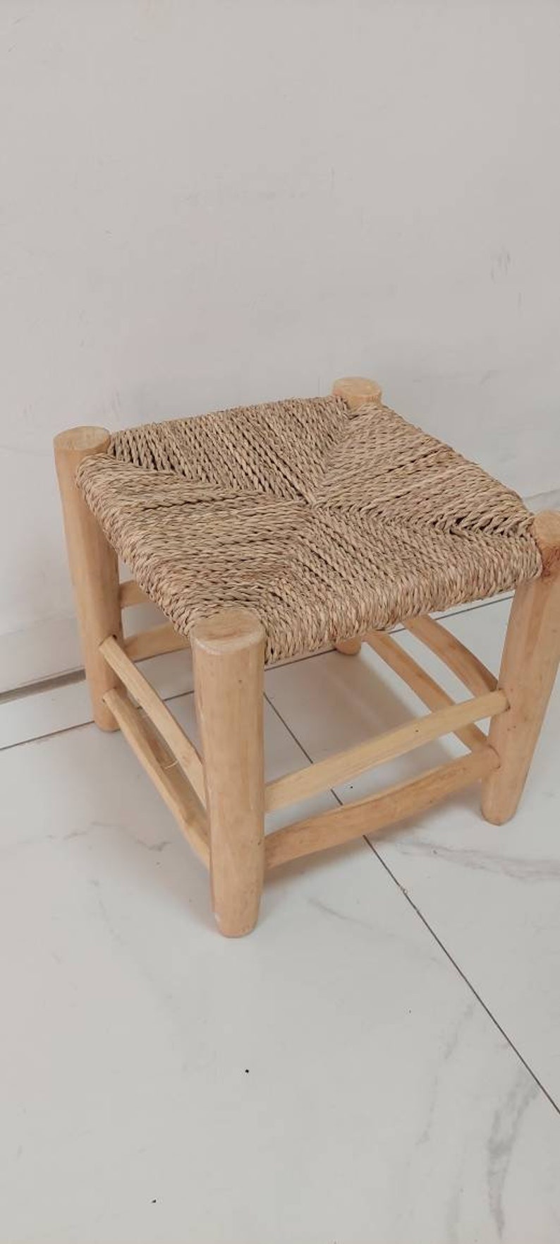 Handmade Vintage Wood and Straw Stool Handcrafted Chair - Etsy