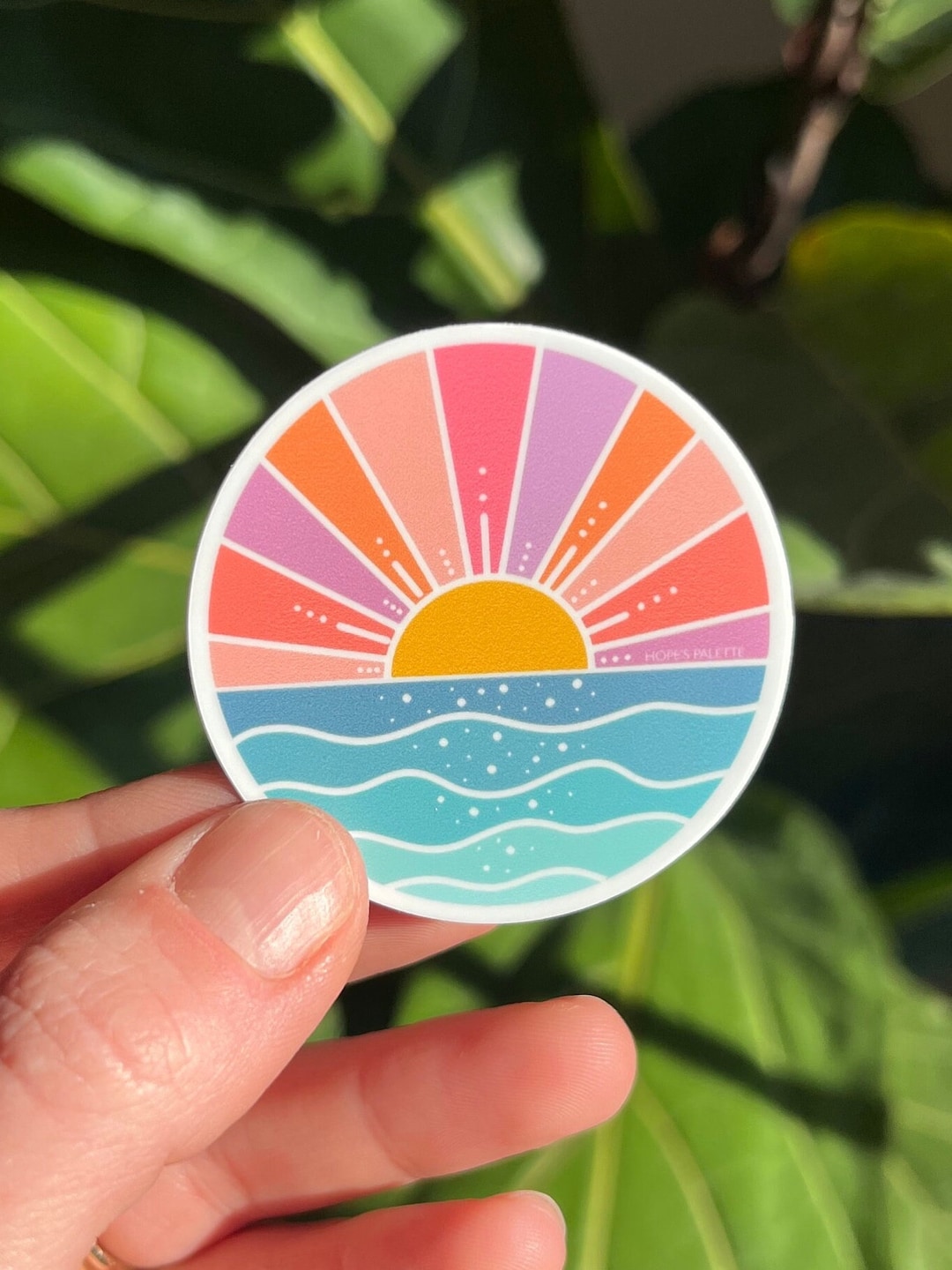 Ocean Sunset Circle Sticker: Waterproof Vinyl Decal - Etsy