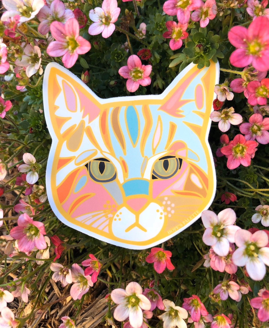Rainbow Kitty Cat Vinyl Sticker: Colorful Abstract Design - Etsy