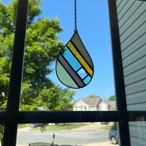 Rainbow Dew Drop Stained Glass Suncatcher, Raindrop Stained Glass Art ...