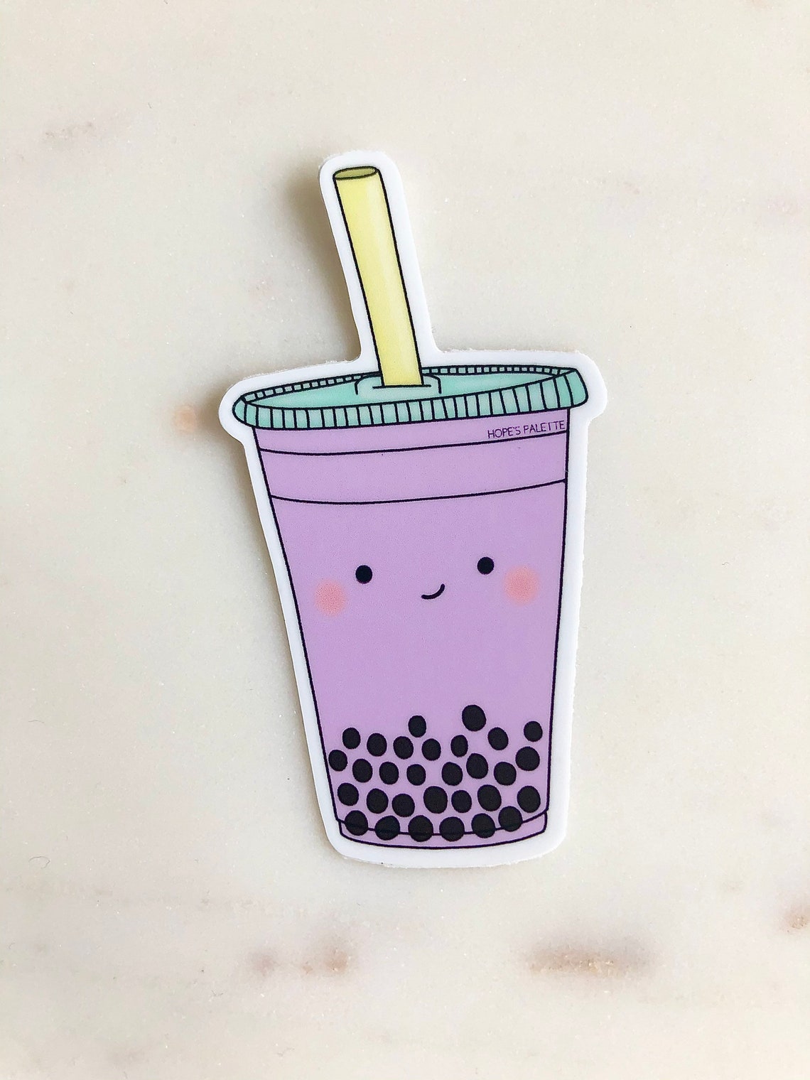 Cute Boba Tea Vinyl Sticker, Purple Boba Tea Waterproof Sticker ...