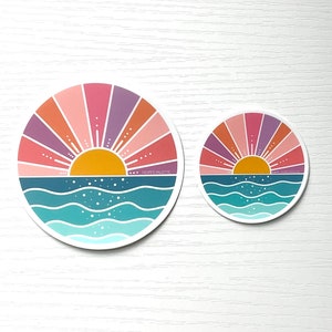 Ocean Sunset Circle Sticker: Waterproof Vinyl Decal - Etsy