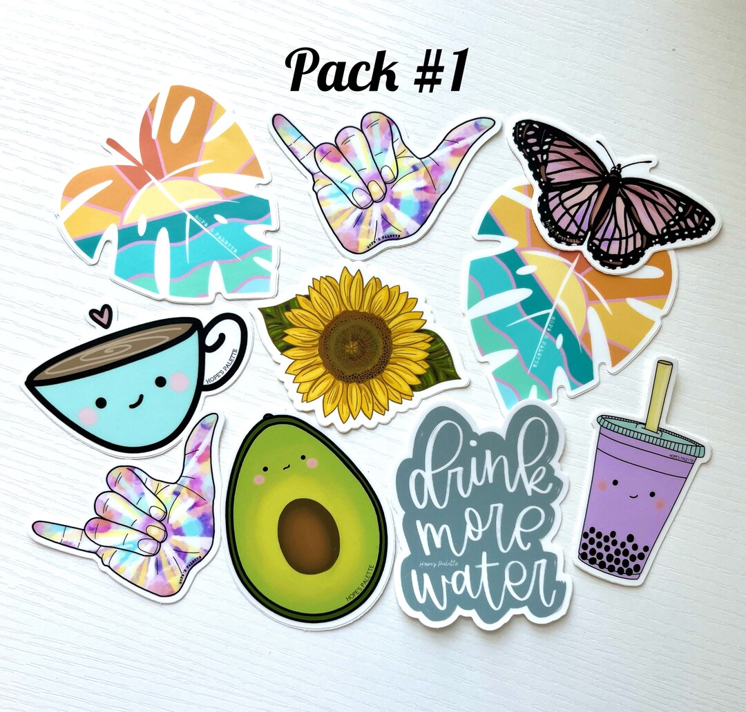 Assorted Vinyl Sticker Packs, 10 Stickers per Pack, 3 Options, Kawaii ...