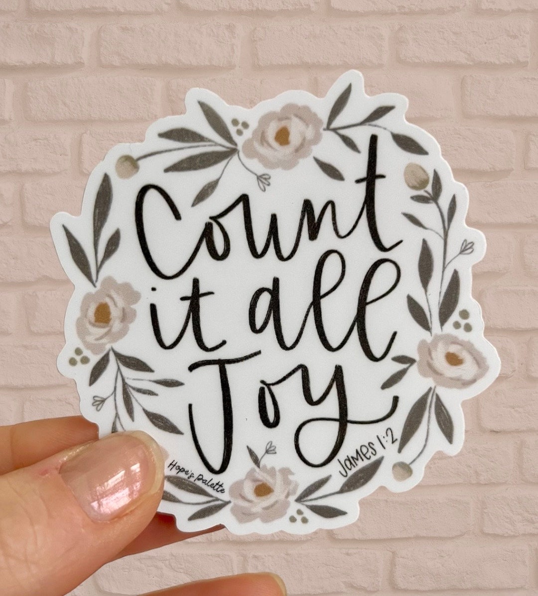Count It All Joy Vinyl Sticker, Consider It All Joy Bible Verse Floral ...