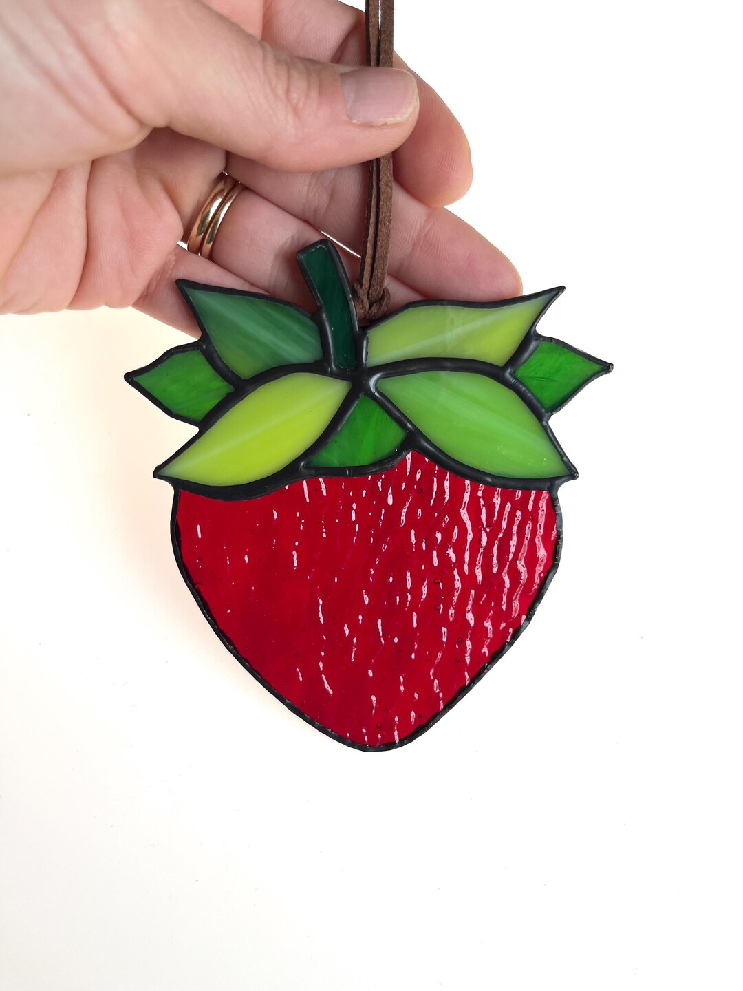 Strawberry Stained Glass Suncatcher, Summer Berry Stained Glass Art - Etsy