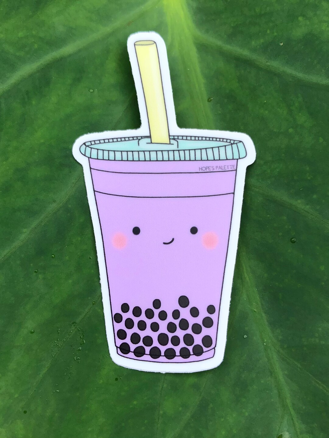 Cute Boba Tea Vinyl Sticker, Purple Boba Tea Waterproof Sticker ...