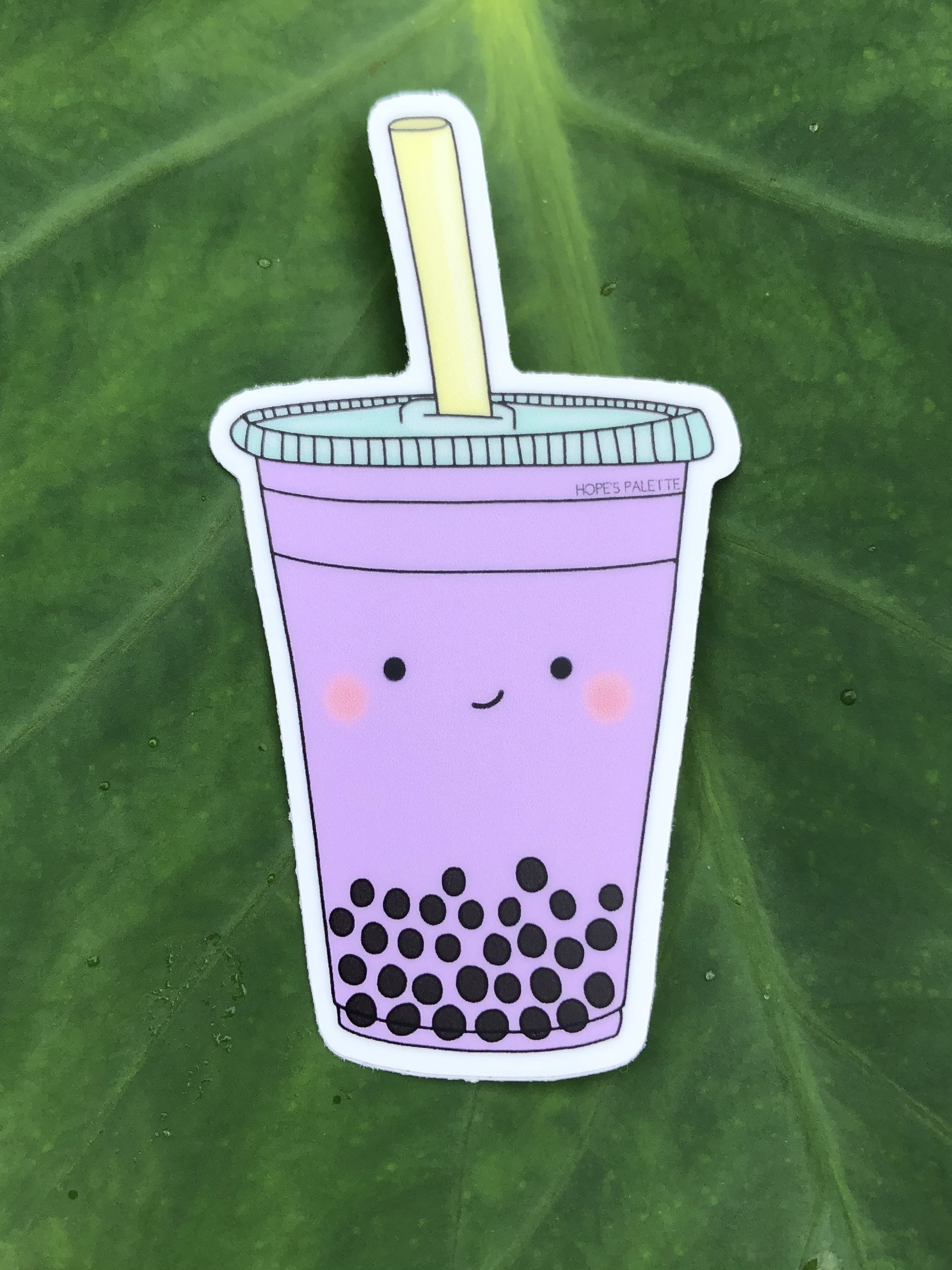 Cute Boba Tea Vinyl Sticker Purple Boba Tea Waterproof | Etsy