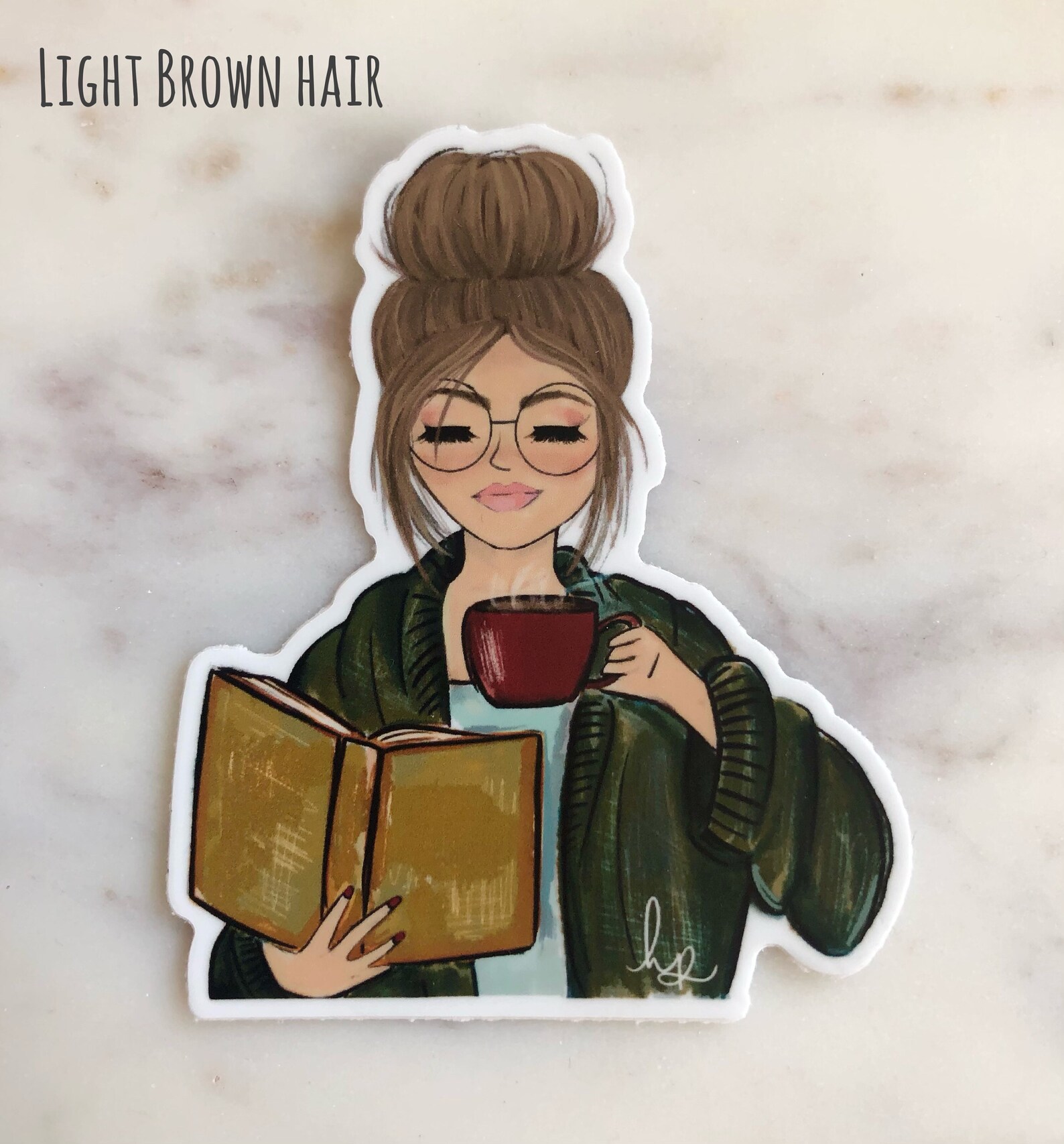 Cozy Girl With Book and Coffee Vinyl Sticker Choose From 7 - Etsy
