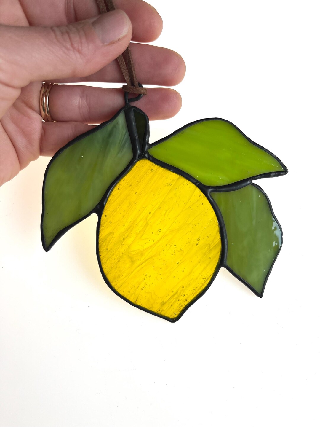 Lemon Stained Glass Suncatcher, Vintage Style Lemon Window Hanging - Etsy