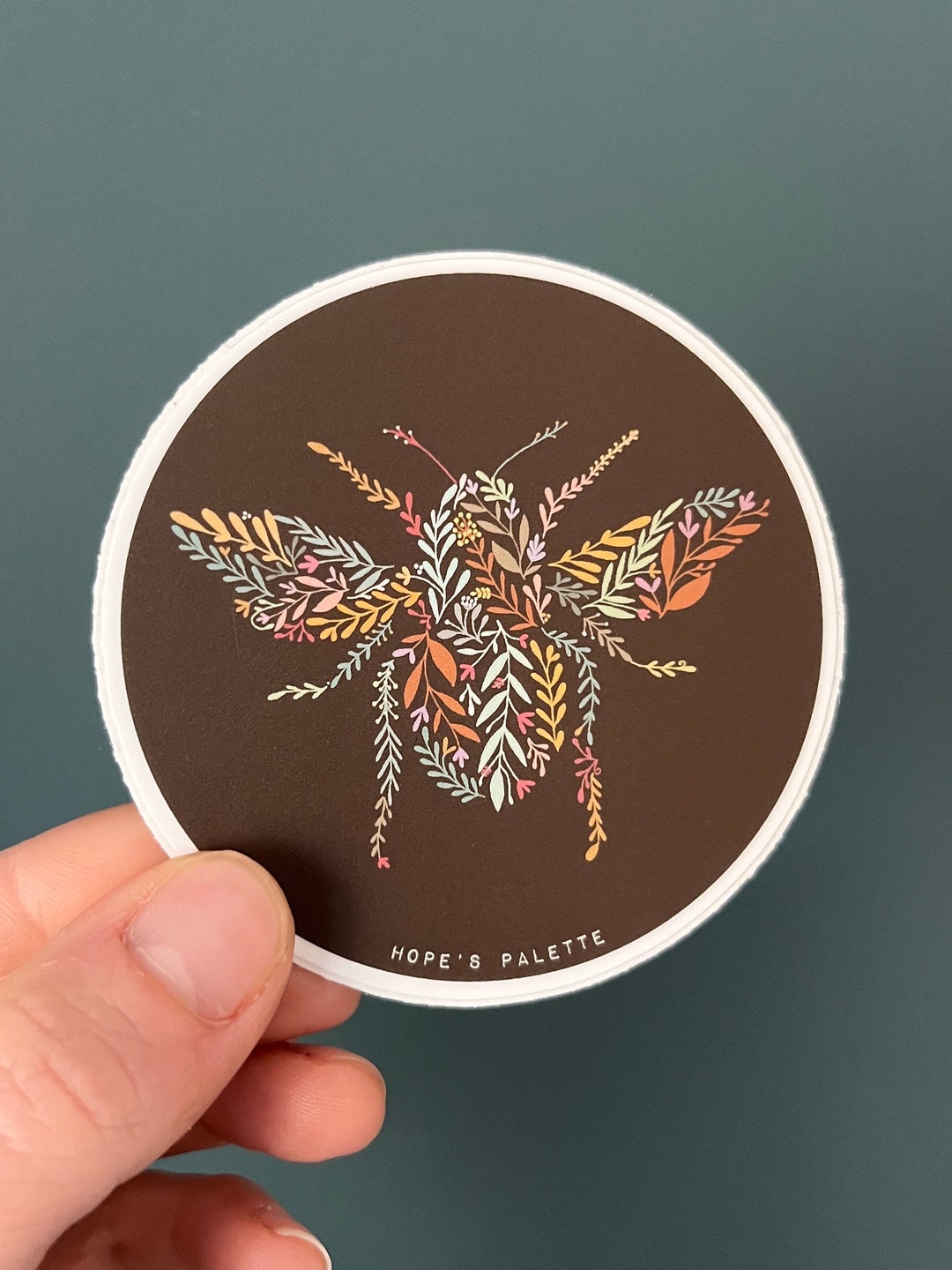 New Colorful Honeybee Circle Sticker, Wildflower Honey Bee Car Decal ...