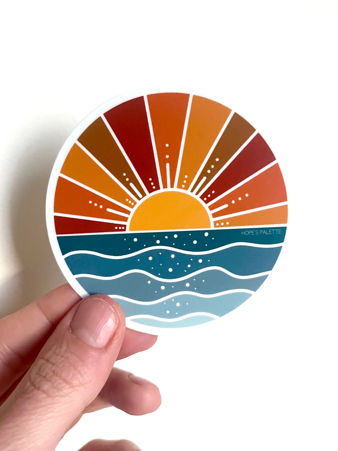 Ocean Sunset 3 Circle Sticker, Sunrise Beach Waterproof Sticker - Etsy