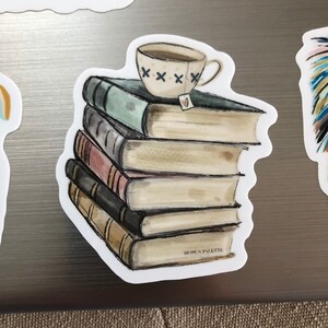 Book Stack With Tea Sticker, Vintage Book Sticker, Tea Sticker ...