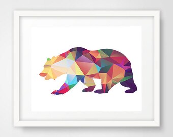 Geometric Bear Print - Etsy