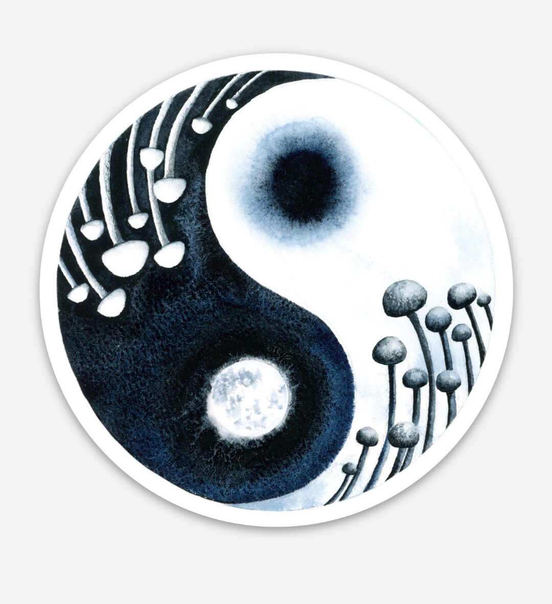 Yin Yang, Mushroom, Mushroom Sticker, Waterproof Sticker, Sticker ...