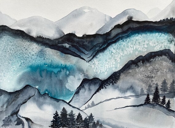 Blue Pathways Original Watercolor Painting 9 X 12in - Etsy