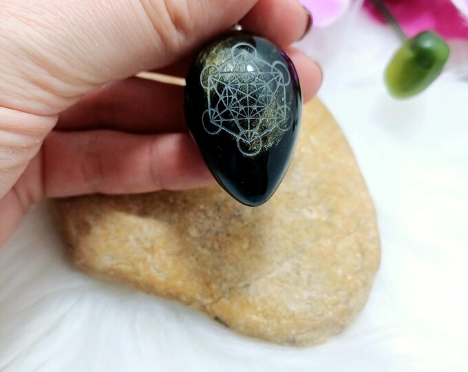 Black Golden Obsidian Pendulum, Natural Stone, Divination, Metatron - Etsy