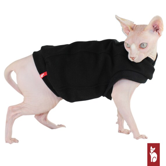 Warm Fleece Sphynx Cat Coat Solid Black Beginner Sphynx | Etsy